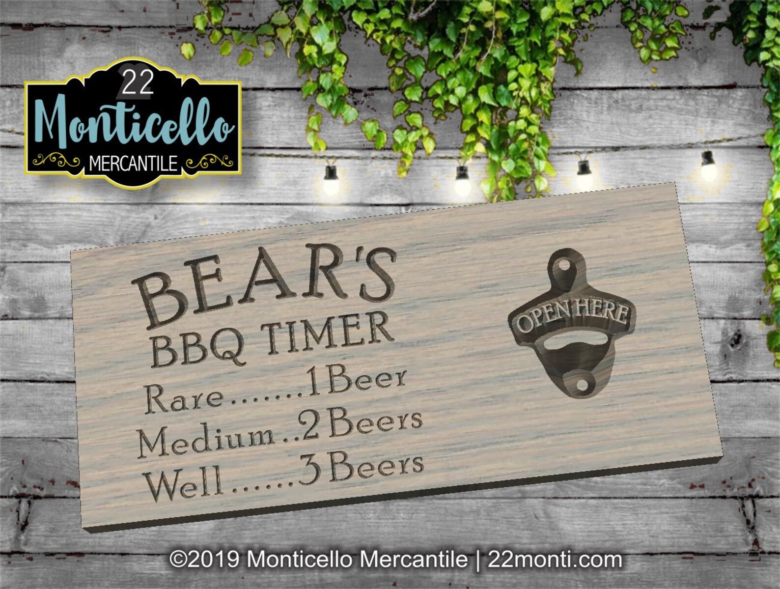 Personalized Engraved Rustic BBQ Timer Beer Bottle Opener - Etsy