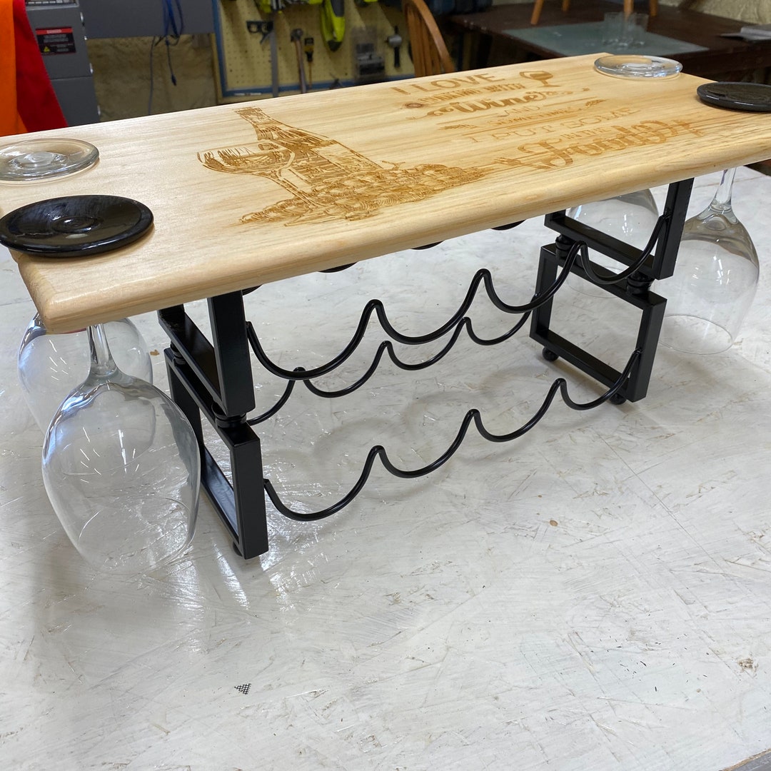 Metal and Wood Personalized Wine Rack - Etsy