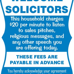 Welcome Solicitors Sign - Funny Door Sign - Salespeople Sign - Etsy