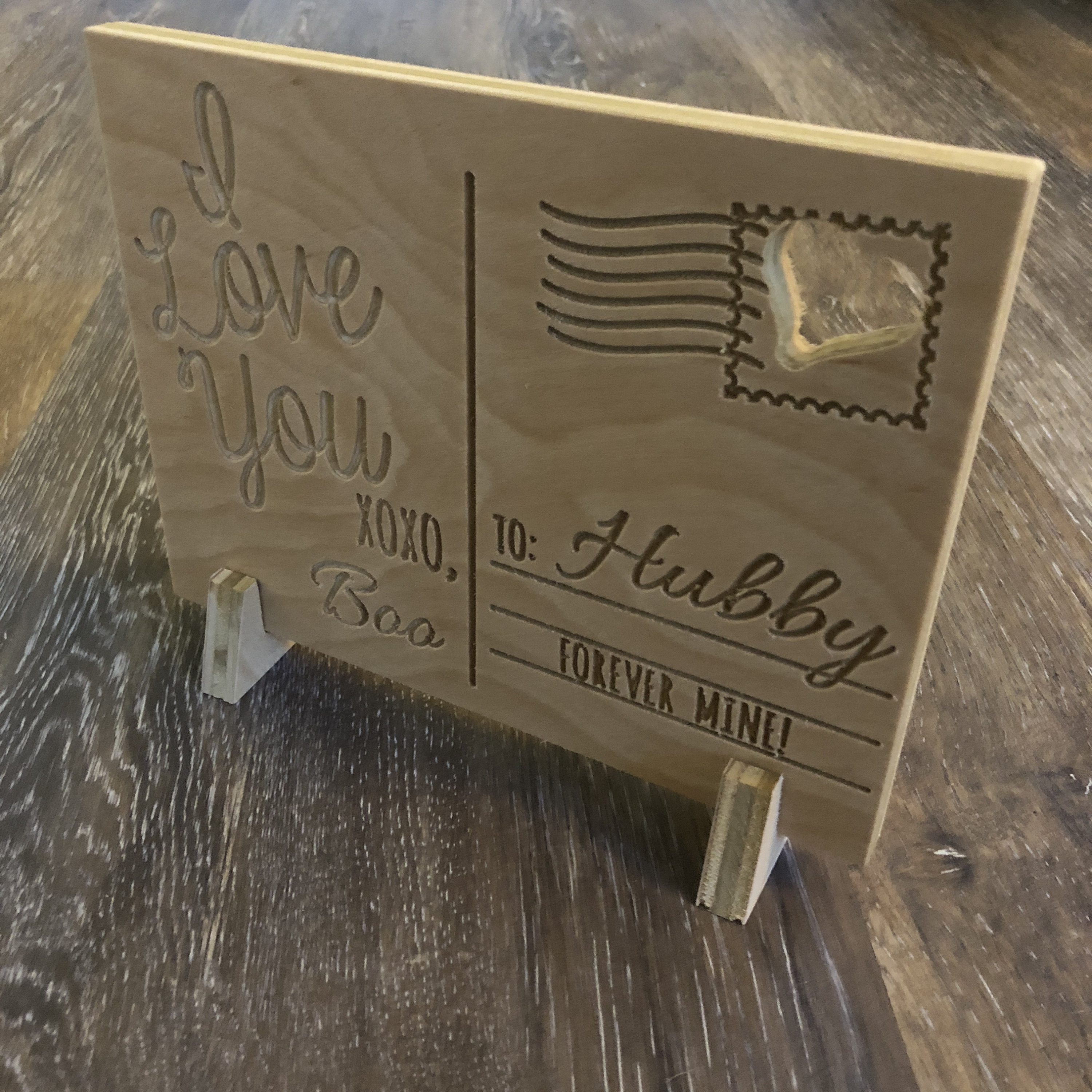 Personalized Wooden Postcard With Stand and NOW PHOTO - Etsy