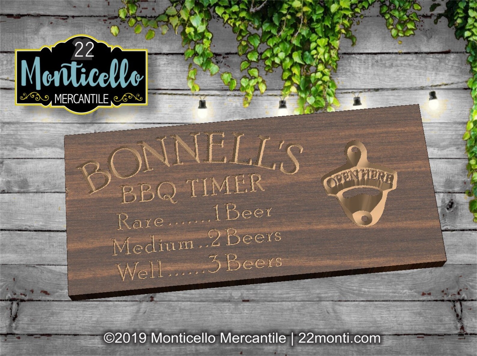 Personalized Engraved Rustic BBQ Timer Beer Bottle Opener - Etsy