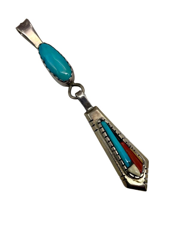 Navajo Native David Tune Huge Inlay Teardrop Pendant … - Gem