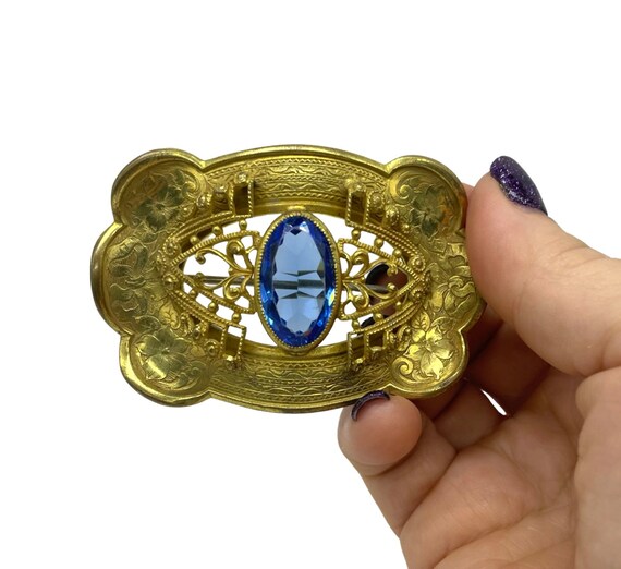Victorian Gold Sapphire Blue Sash Pin Brooch / Pendan… - Gem