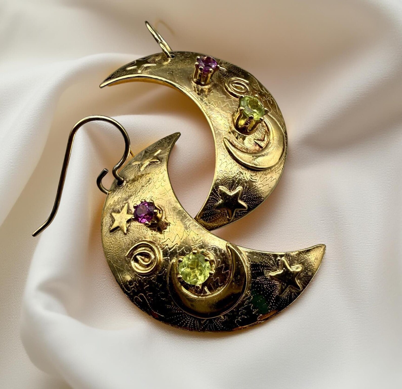 Ann Allen Pink Tourmaline & Peridot Celestial Earrings 14k Gold Filled ...