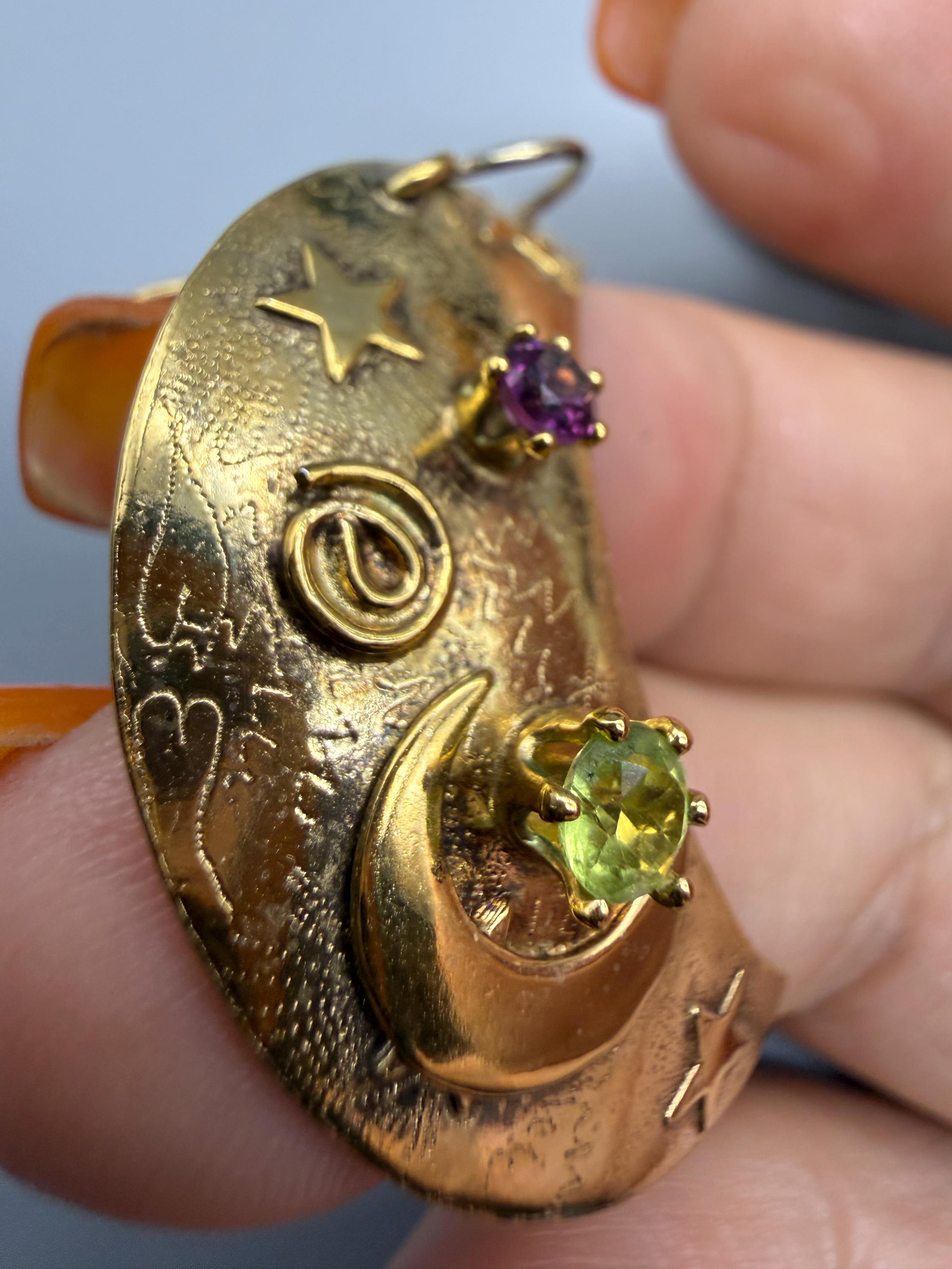 Ann Allen Pink Tourmaline & Peridot Celestial Earrings 14k Gold Filled ...