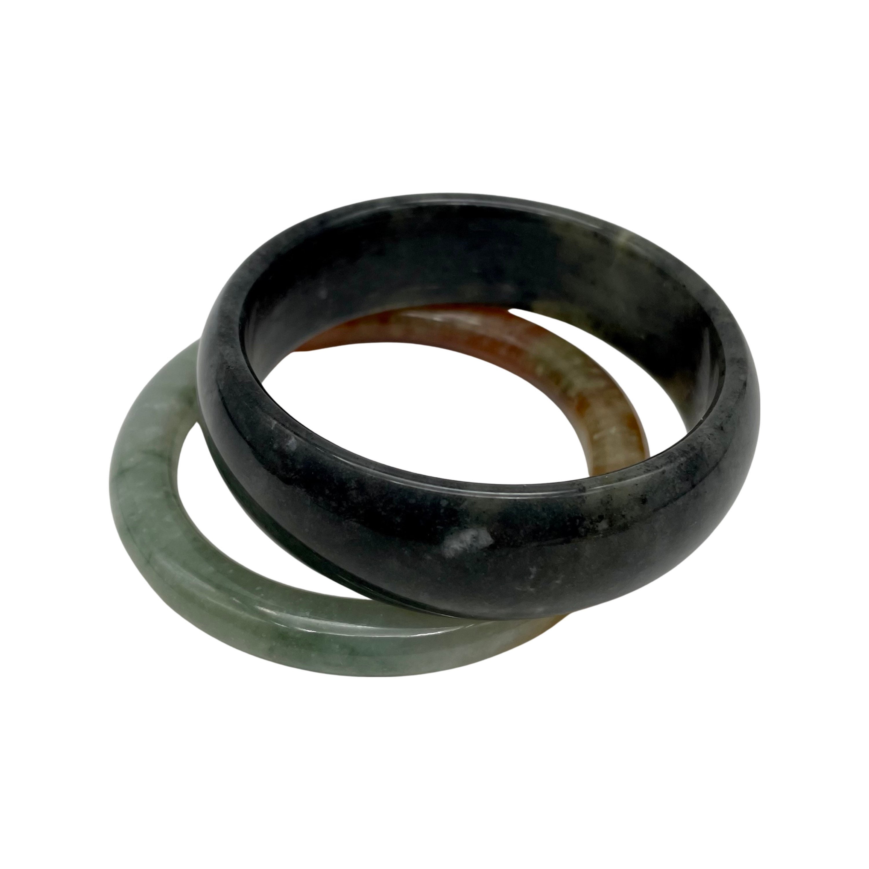 Black Jade Bangle Green Brown Jadeite Bracelets Vintage Estate - Etsy