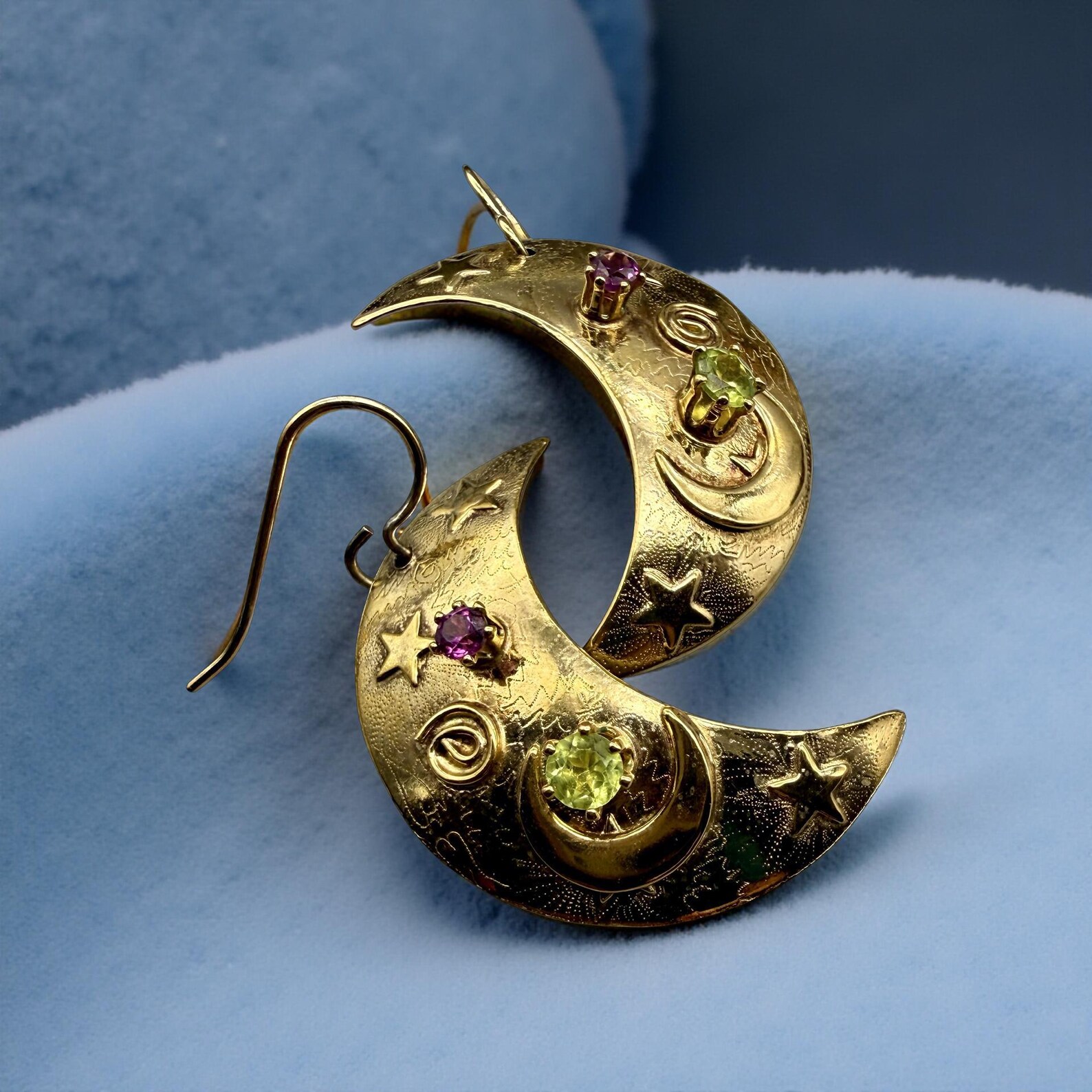 Ann Allen Pink Tourmaline & Peridot Celestial Earrings 14k Gold Filled ...