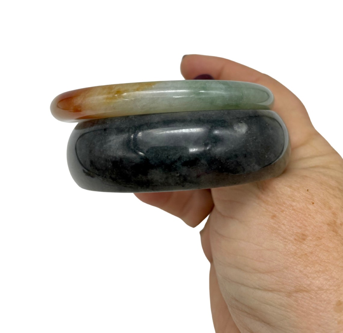 Black Jade Bangle Green Brown Jadeite Bracelets Vintage Estate - Etsy