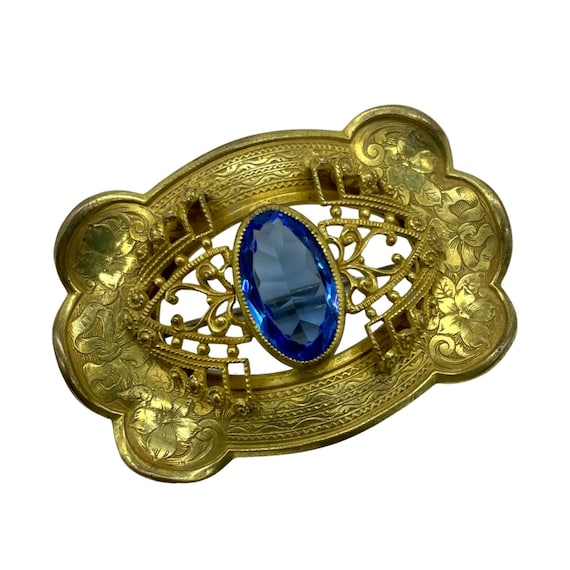 Victorian Gold Sapphire Blue Sash Pin Brooch / Pendan… - Gem