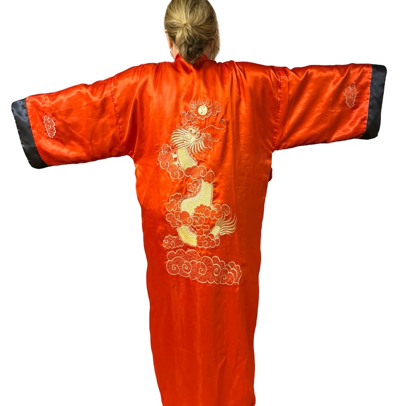 Vintage Kimono Red Black - Etsy