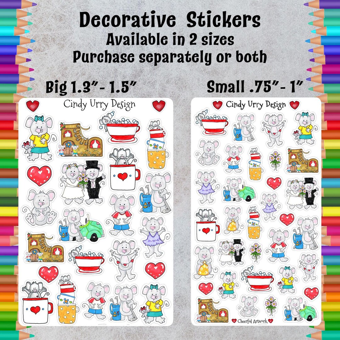 Cute Mice at Play Decor Sticker 2 Sizes Available. to Decorate Your ...