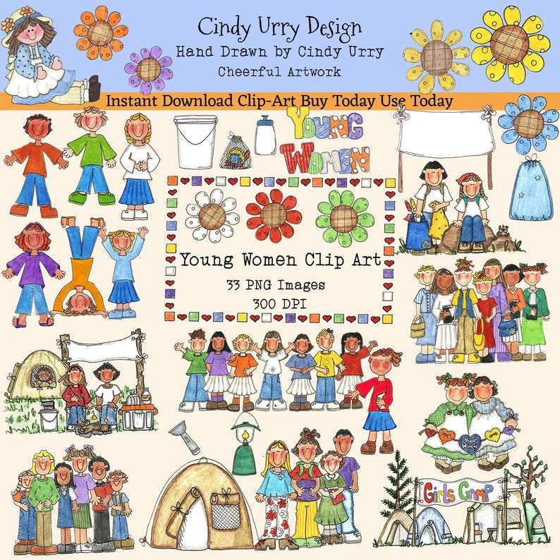 Young Women Clip Art Images .png at 300dpi. (digital Download). Artwork ...
