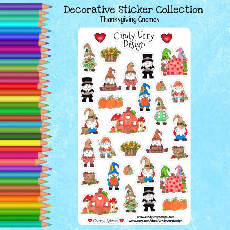 Thanksgiving Gnomes Cute Stickers Planner Stickers Bullet - Etsy