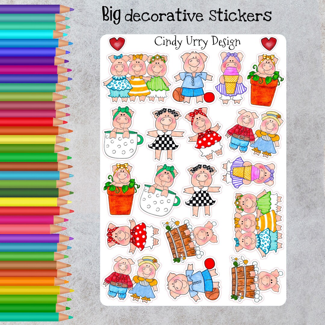 Cute Piggies Decor Sticker. Bigger Sticker to Compliment Smaller Set ...