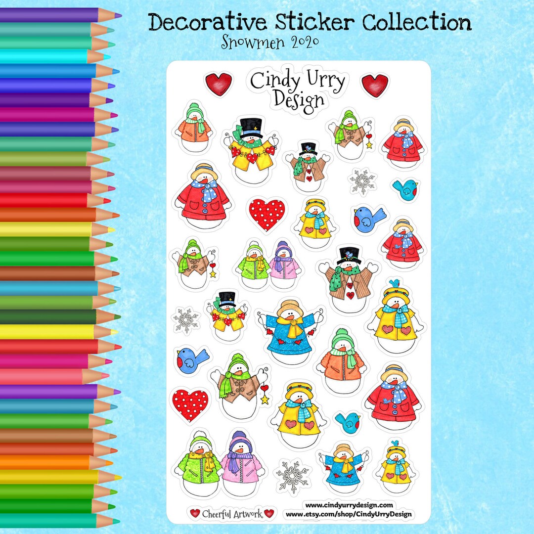 Snowmen Planner Stickers: Hand-drawn Matte Stickers (7x4 In) - Etsy