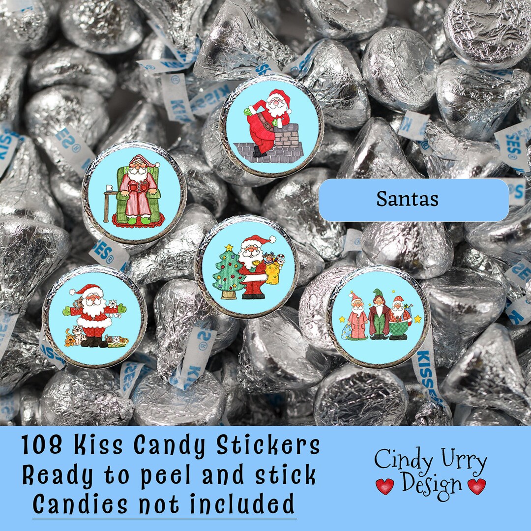 Santa Chocolate Kiss Stickers: 108 Party Favor Labels - Etsy