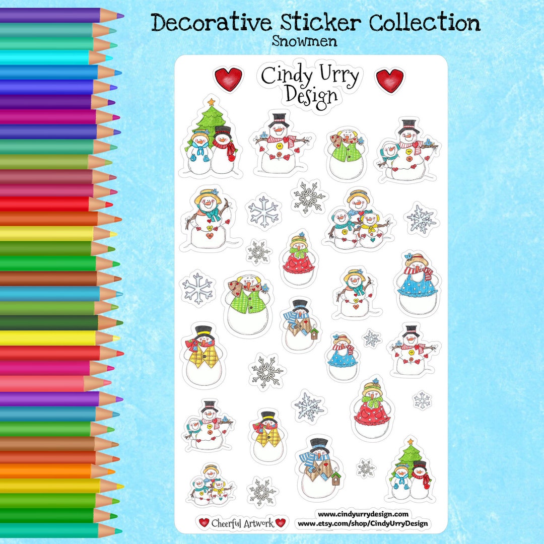 Snowmen Planner Stickers, Cindy Urry Design (7x4" Sheet) - Etsy