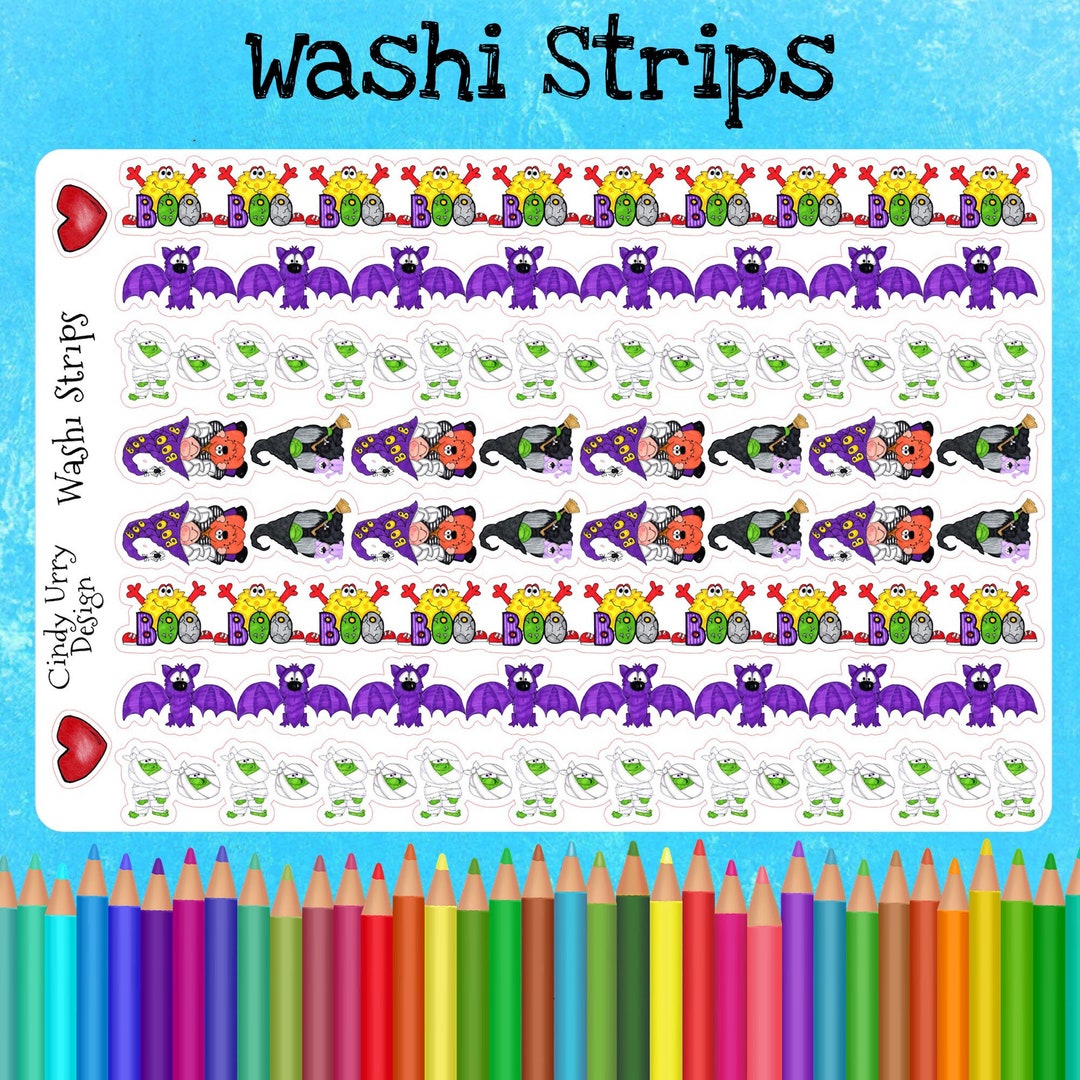 Halloween 2 Washi Strips. Cute Strips Bats Boo Witches - Etsy