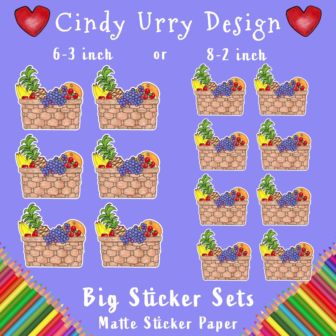 Fruit Basket Sticker Set, Hand Drawn Art Stickers - Etsy