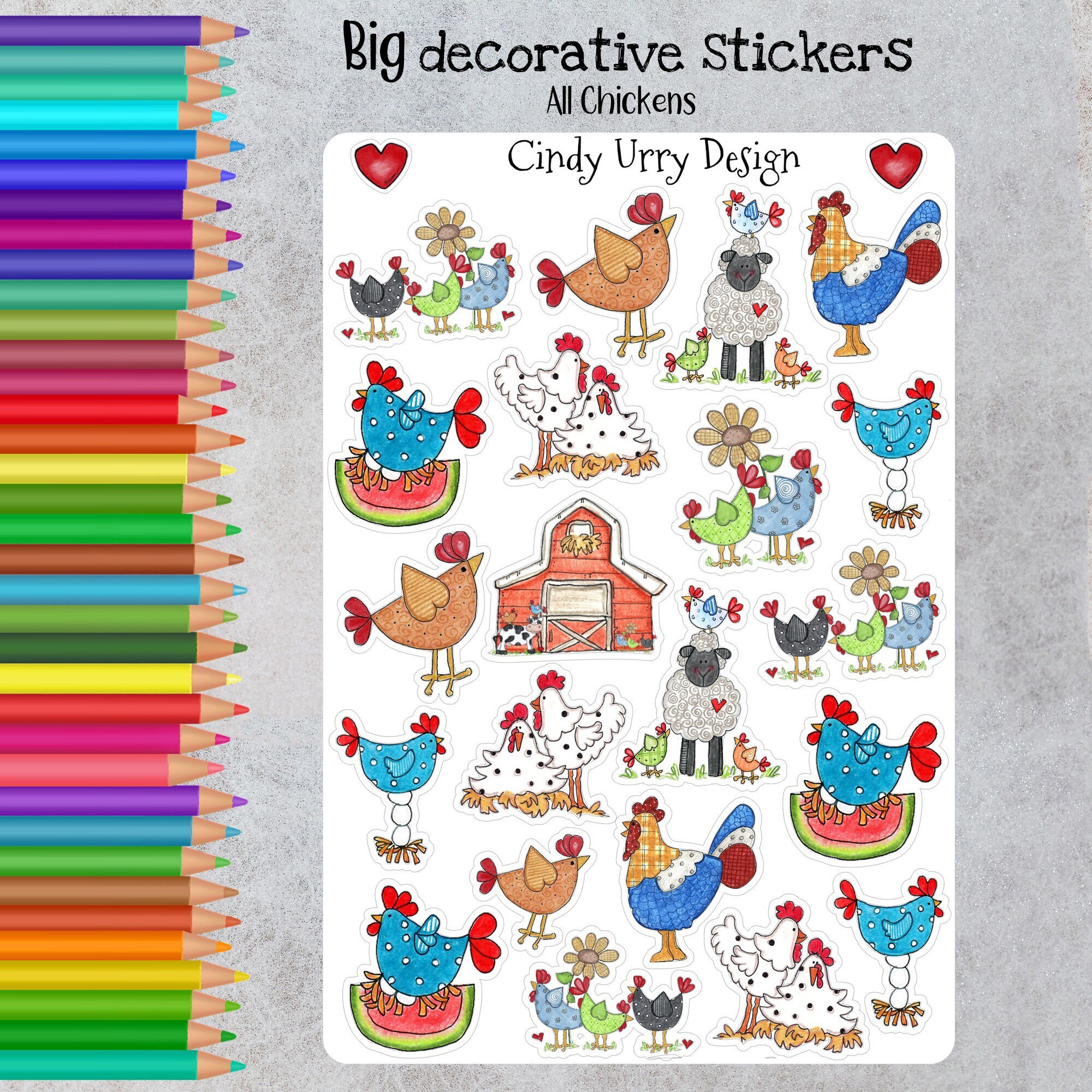 All Chickens Decor Sticker. Bigger Sticker to Compliment - Etsy