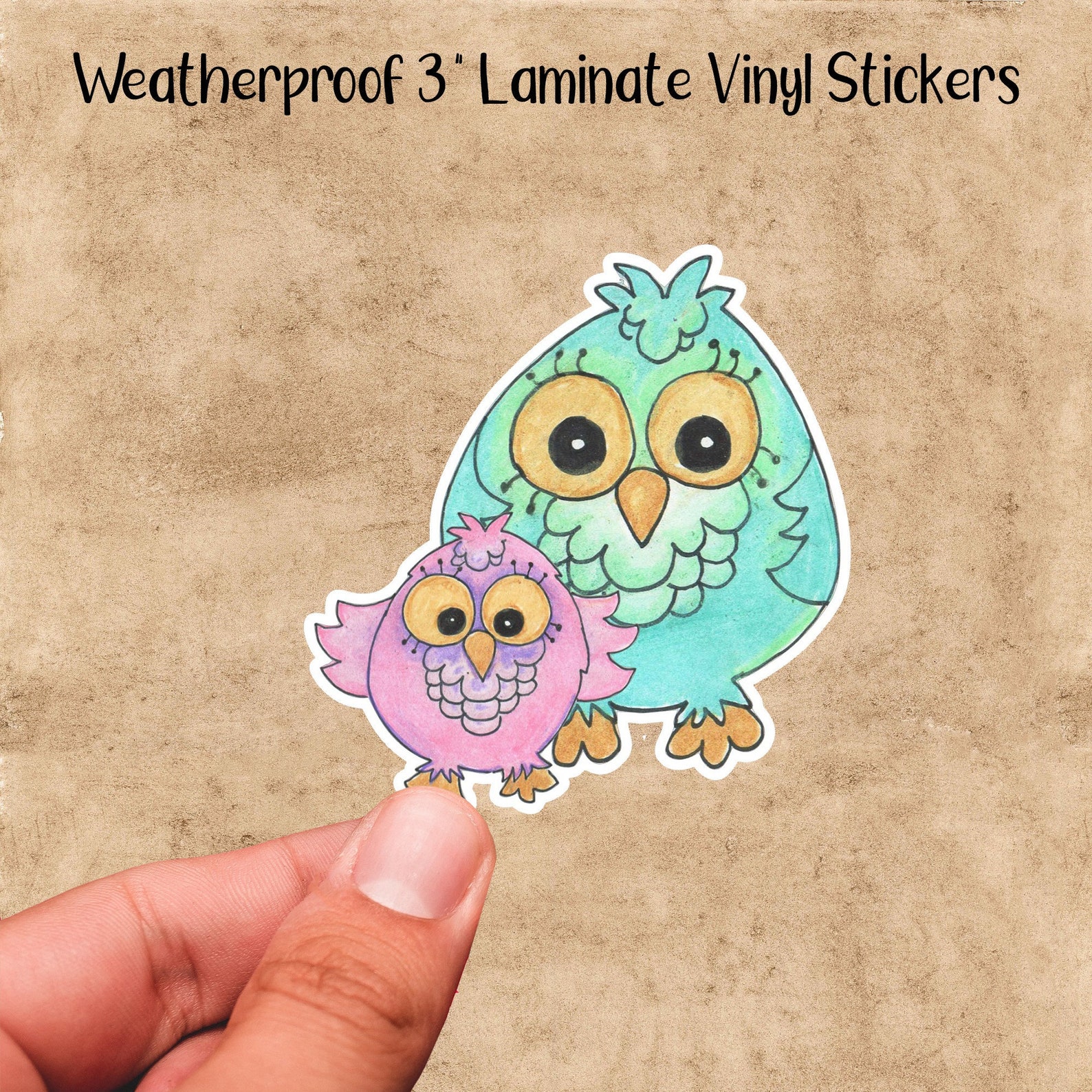 Owls Vinyl Laminated Sticker Cute Colorful Weatherproof - Etsy