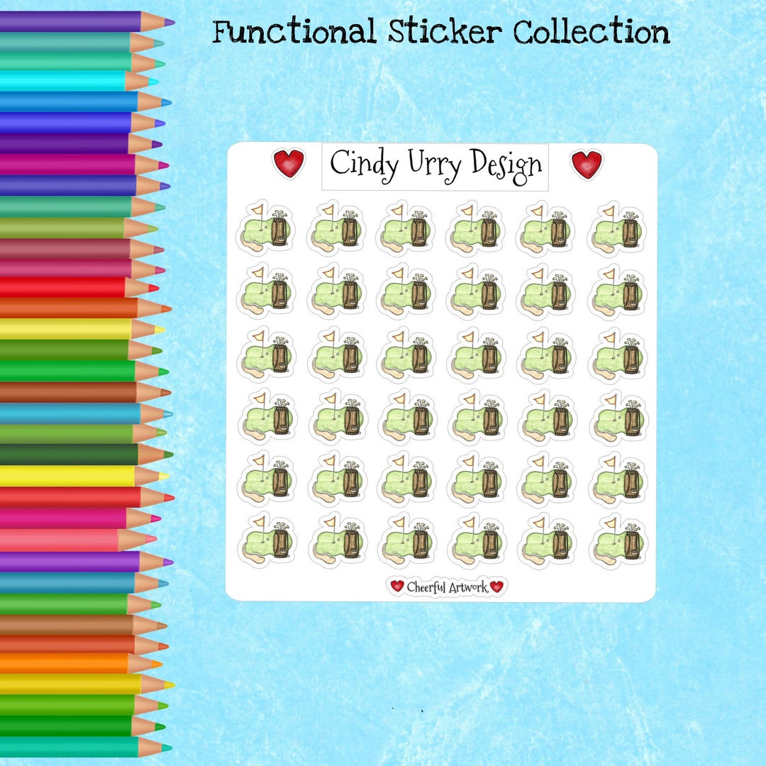 Golf Functional Icon Stickers, Planner Stickers, Bullet Journal ...