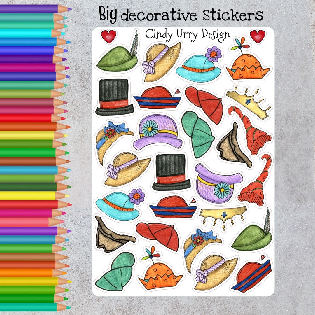 Hats Big Decor Sticker. Bigger Sticker to Compliment Smaller Set ...
