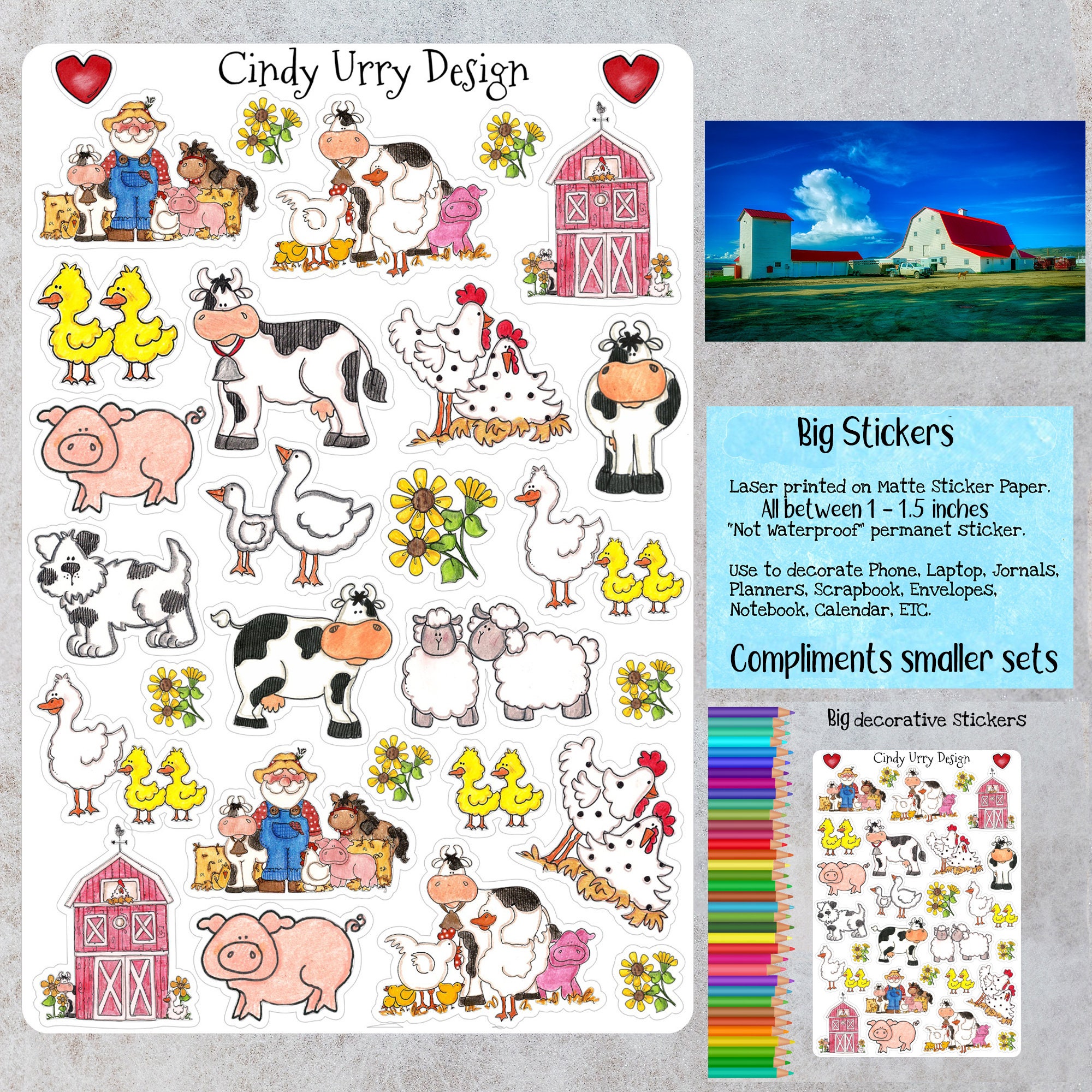 Farm Big Decor Sticker. Bigger Sticker to Compliment Smaller - Etsy