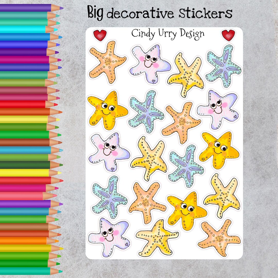 Starfish Stickers: Hand-drawn Matte Planner Stickers - Etsy