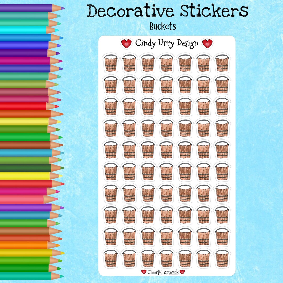 Buckets Only Decorative Stickers. Cute Stickers for Bullet Journals and ...