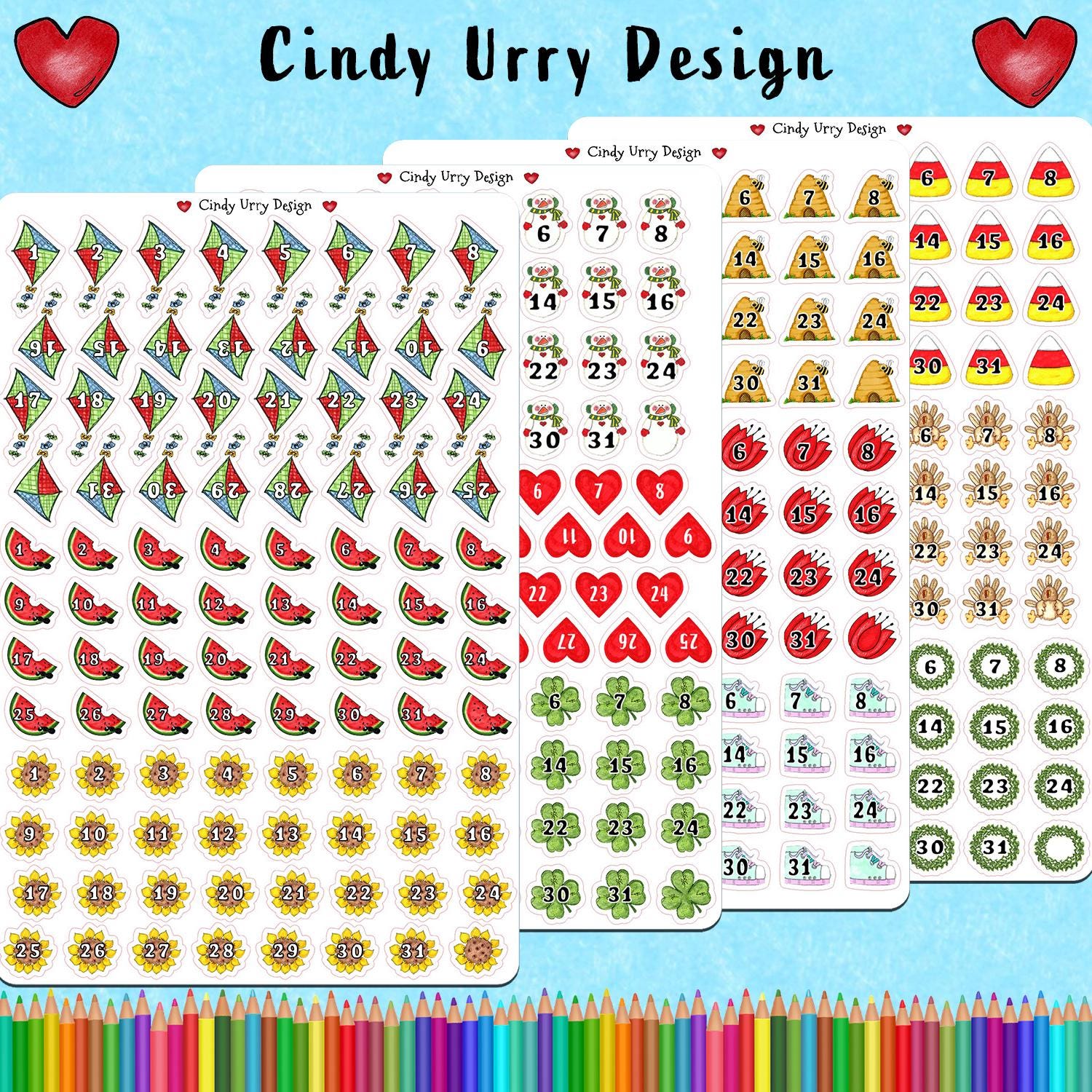 Planner Day/date Covers Calendar and Journal Artwork Cindy Urry - Etsy