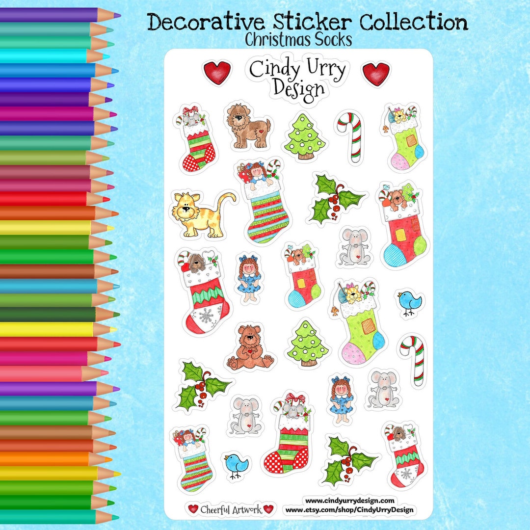 Christmas Socks Cute Stickers, Planner Stickers, Bullet Journal ...