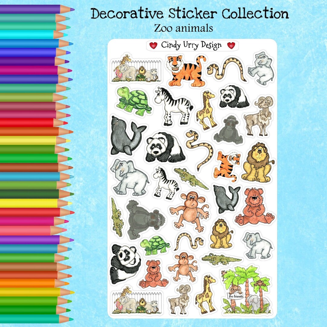 Zoo Animals Decorative Stickers: Hand-drawn Planner Stickers - Etsy