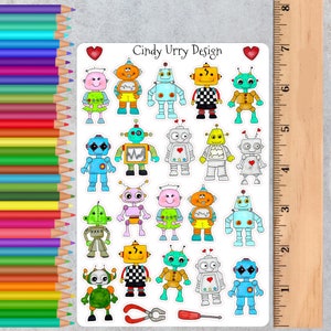 Robot Fun Cute Decor Sticker. Bigger Sticker to Compliment Smaller Set ...