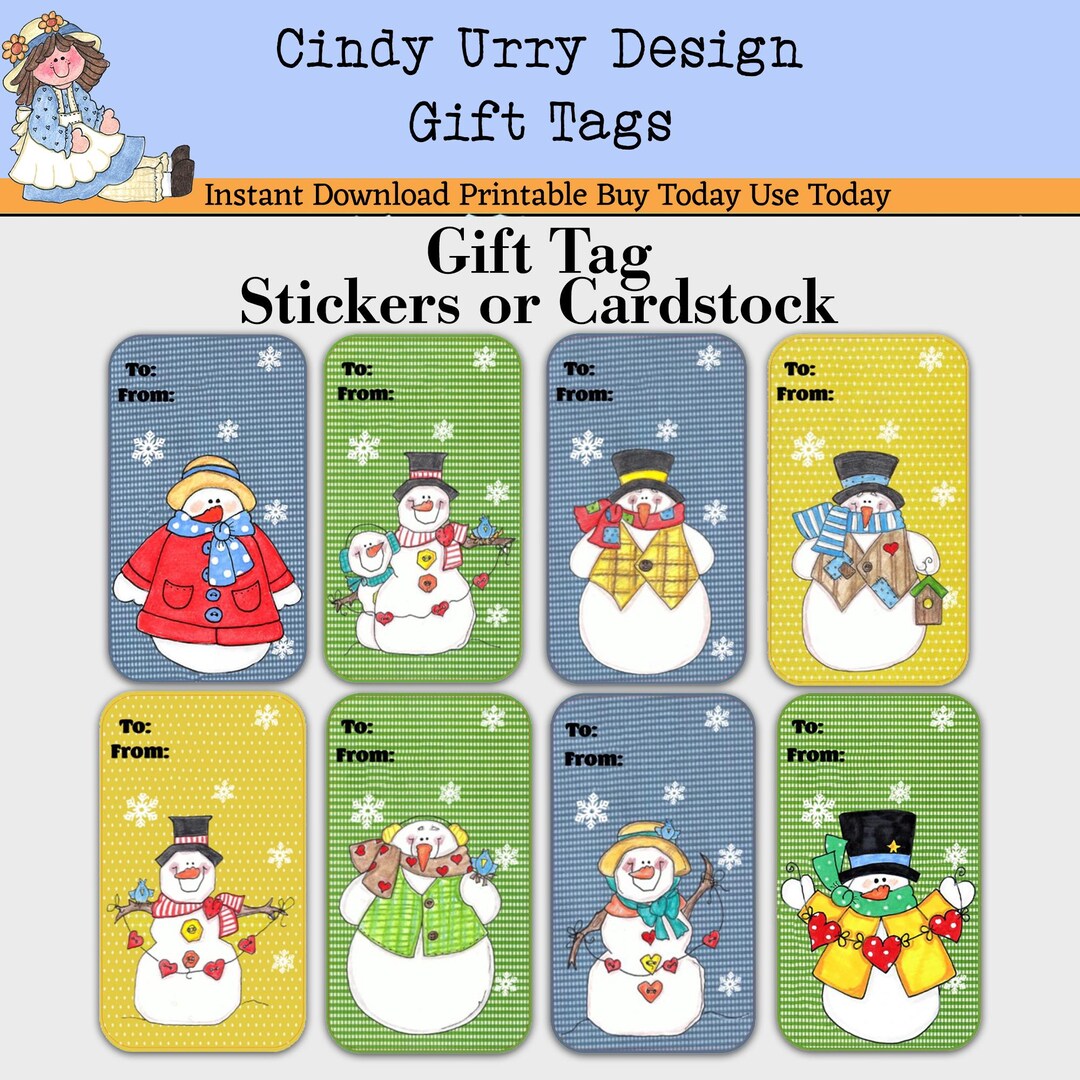 Snowmen Fun Gift Tags. Instant Download, Printable, and Silhouette Cut ...