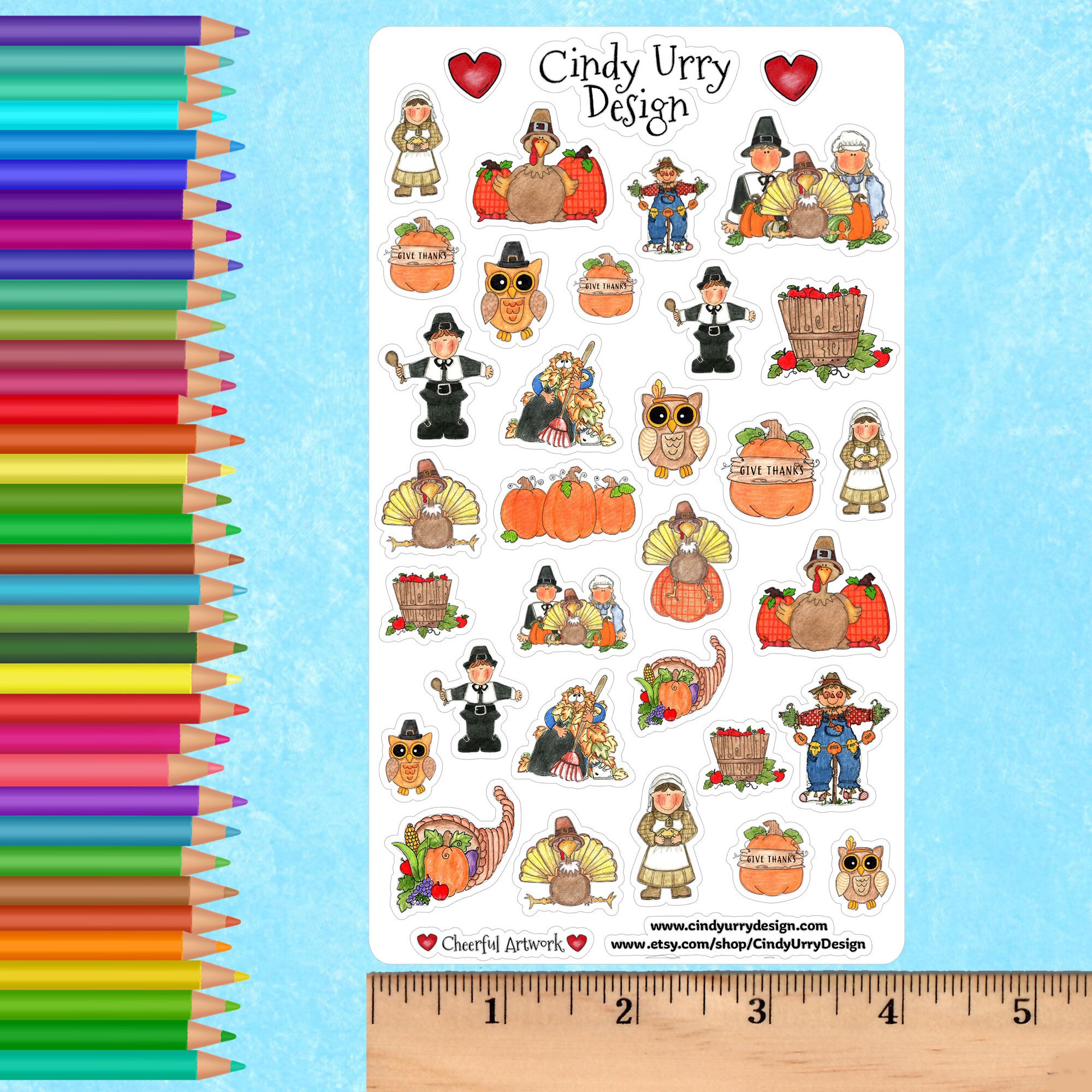 Thanksgiving 2 Fall Autumn Cute Stickers Planner Stickers | Etsy