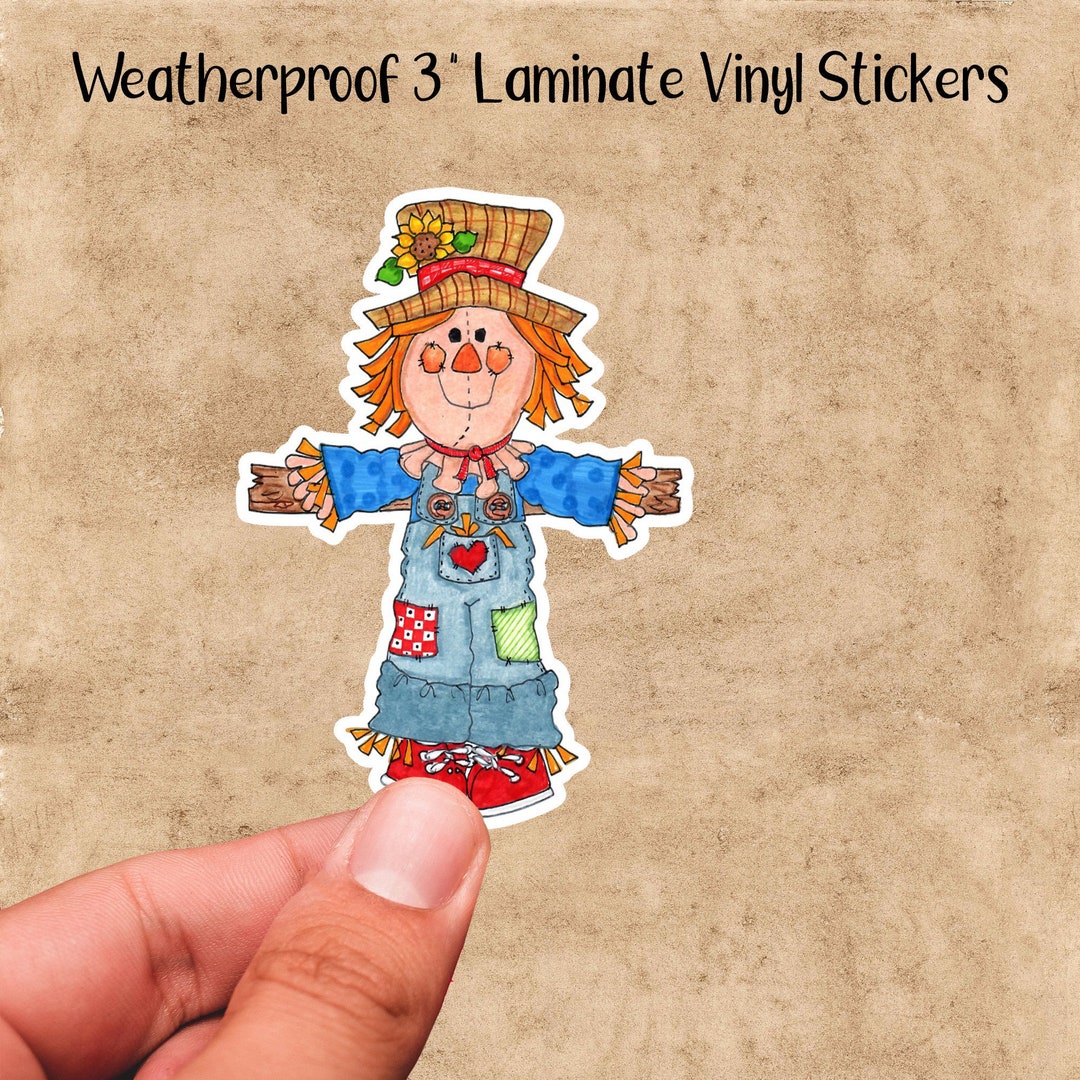 Cute Scarecrow Vinyl Laminated Sticker-weatherproof Fall Sticker ...