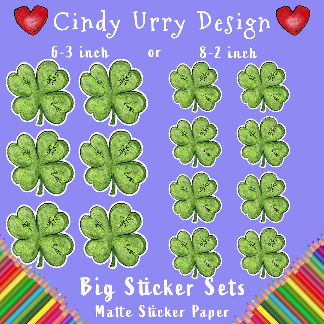 4 Leaf Clover Big Sticker Set. Four Leaf Clovers. 2-3 Inch Sizes ...