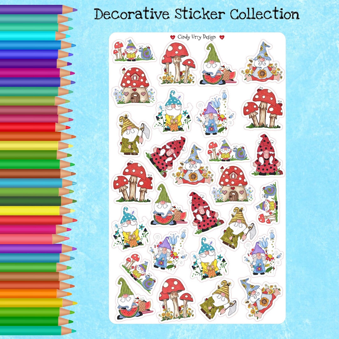 Bugs and Gnome Decorative Sticker, Bullet Journal, All Planner ...