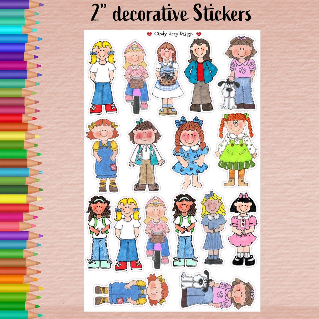 All Girls Sticker Sheet. 2" Stickers to Use for Decorating Cards, Notes ...