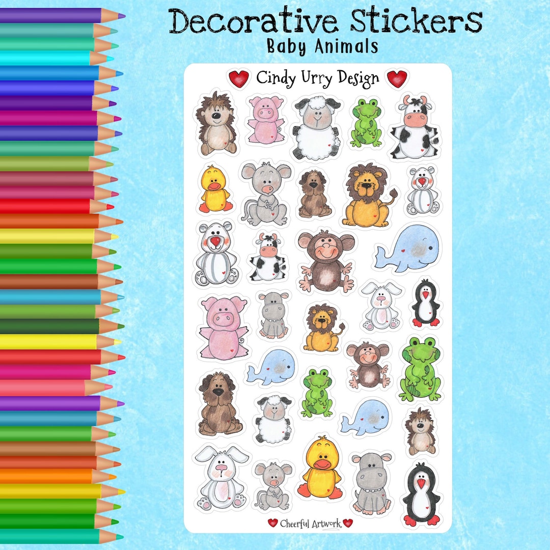 Baby Animals Decorative Stickers. Cute Stickers for Bullet Journals and ...