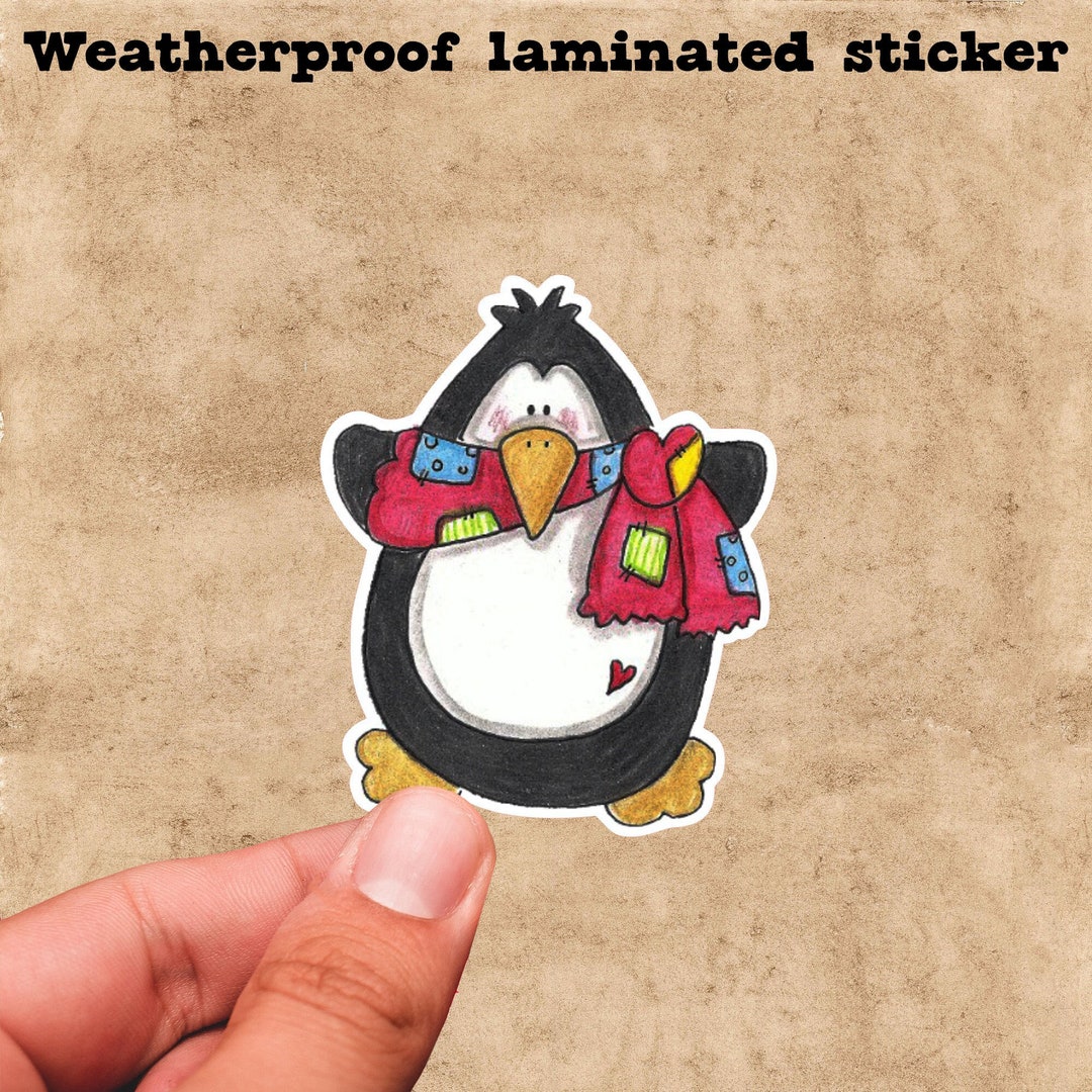 Penguin Patch Scarf Laminated Sticker Weatherproof Decal - Etsy