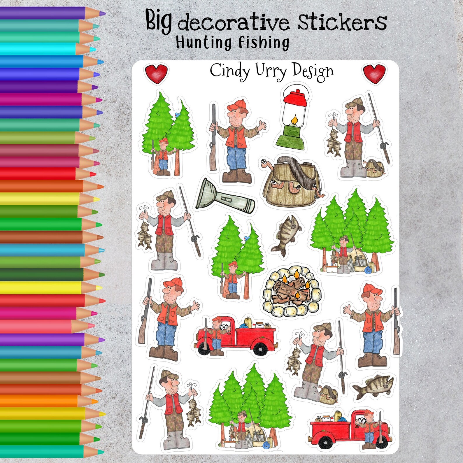 Hunting Fishing Decor Sticker. Bigger Sticker to Compliment - Etsy