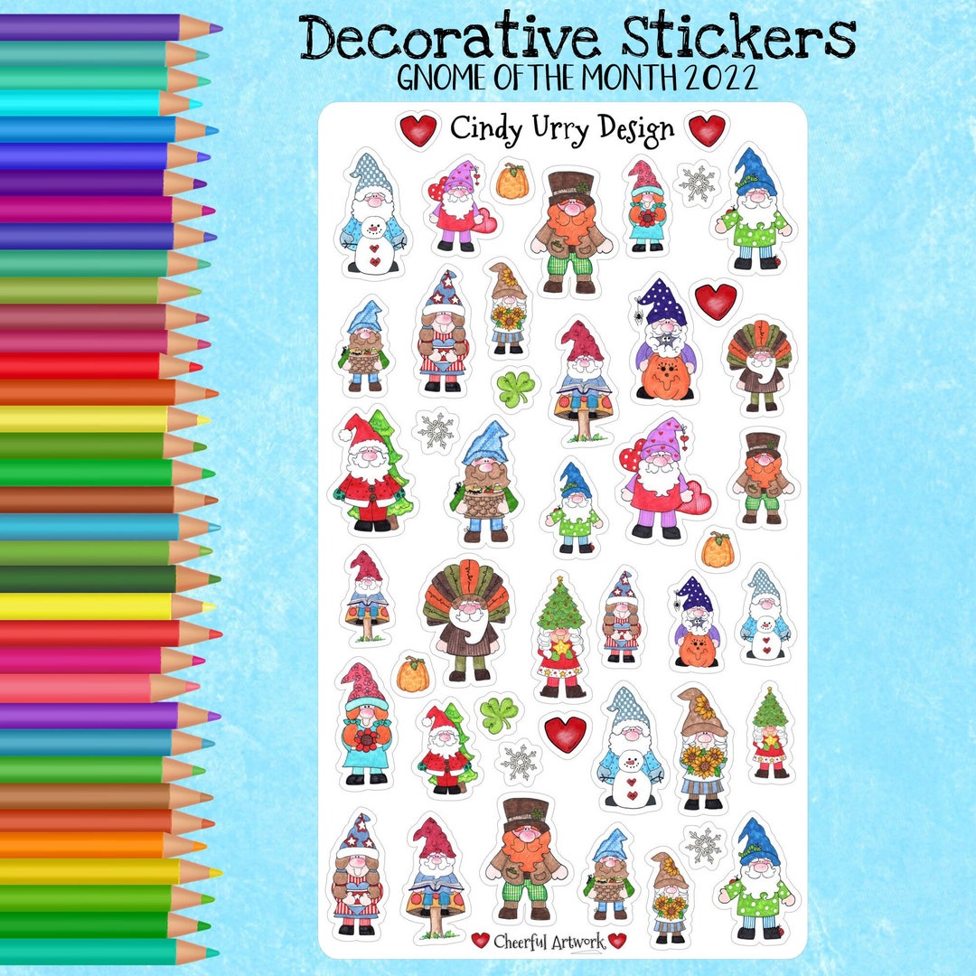Gnome of the Month New Decorative Stickers. Cute Sticker for Bullet ...