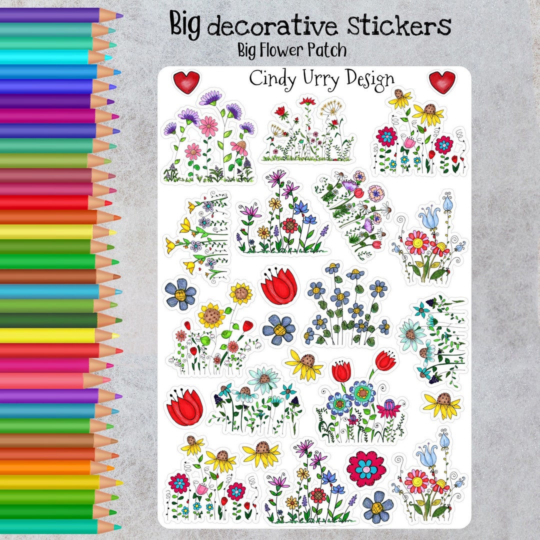Big Flower Patch Decor Sticker. Bigger Sticker to Compliment Smaller ...