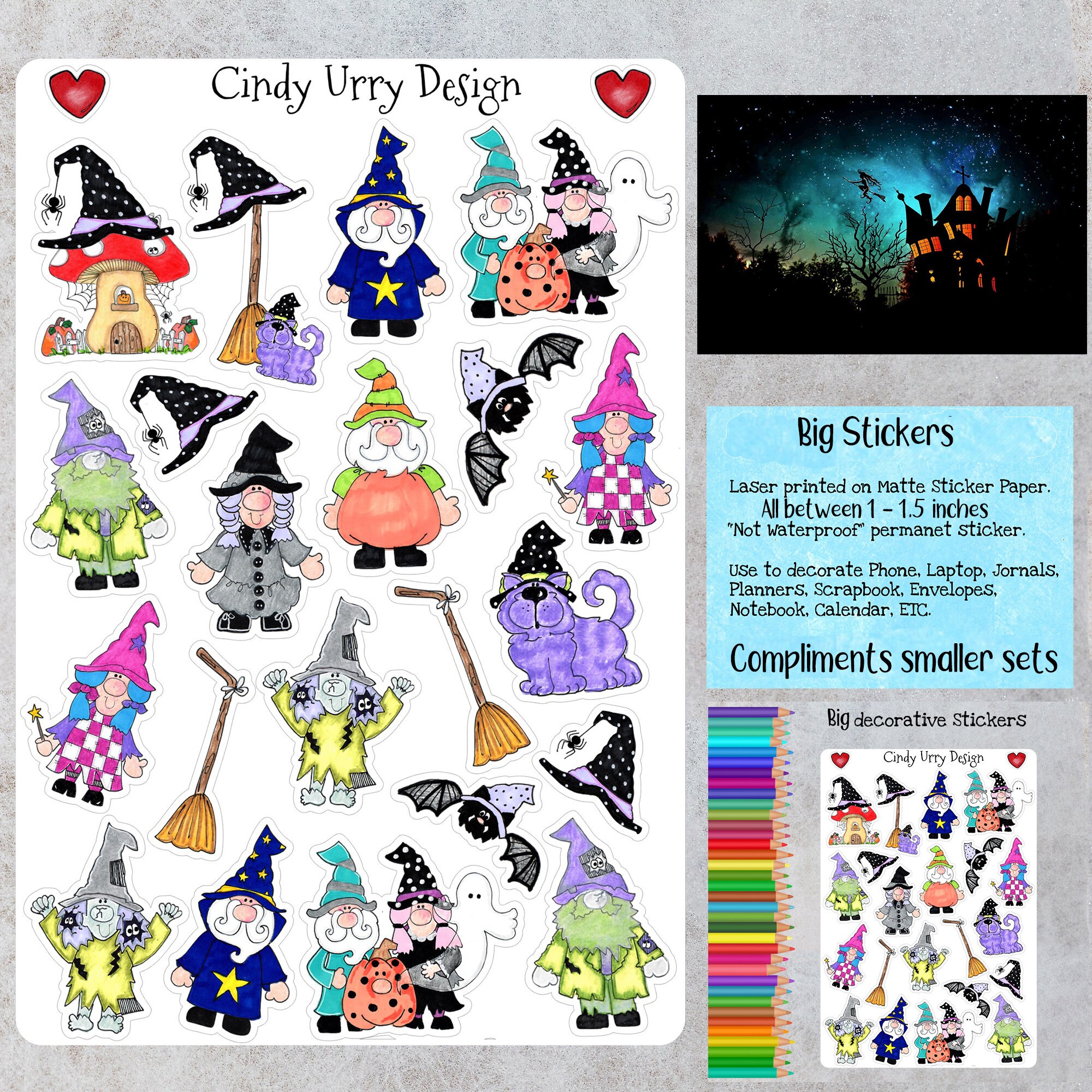 Gnome Witches and Zombies Decor Sticker. Bigger Sticker to - Etsy