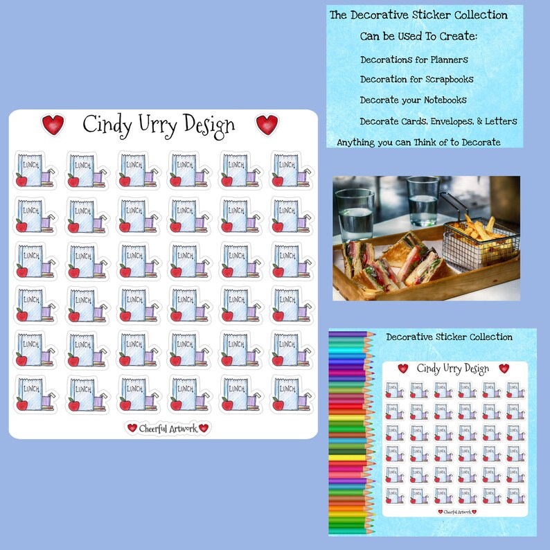 Lunch Reminder Functional Icon Stickers Planner Stickers | Etsy