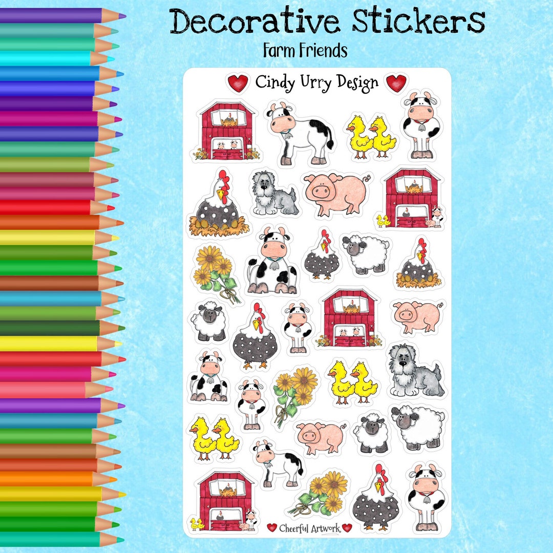 Farm Friends Animal Stickers, Planner Scrapbook Embellishments - Etsy