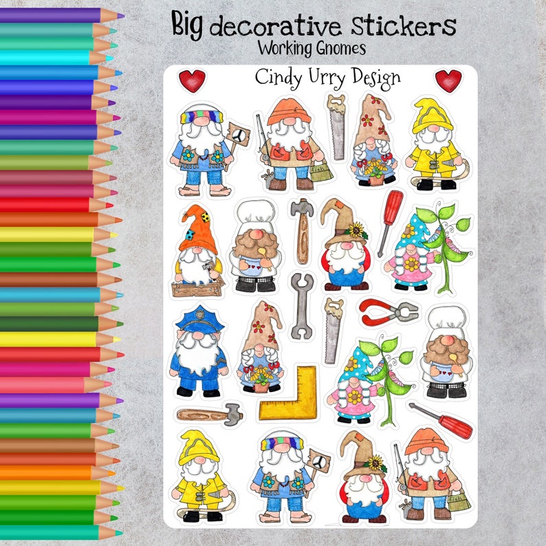 Working Gnomes Decor Sticker. Bigger Sticker to Compliment - Etsy