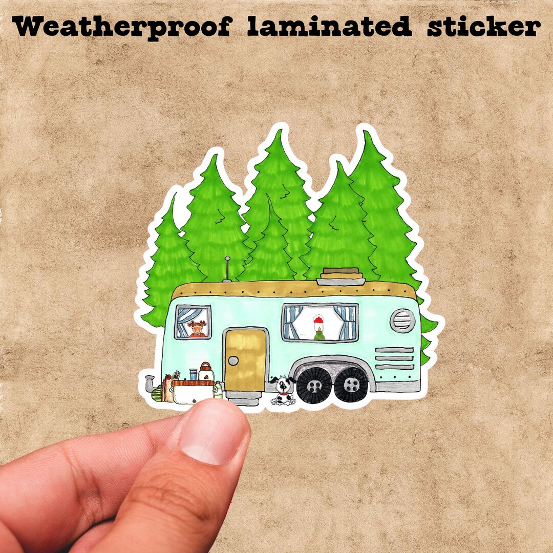 RV Campsite Laminated Sticker, Weatherproof Decal, for Drink Container ...